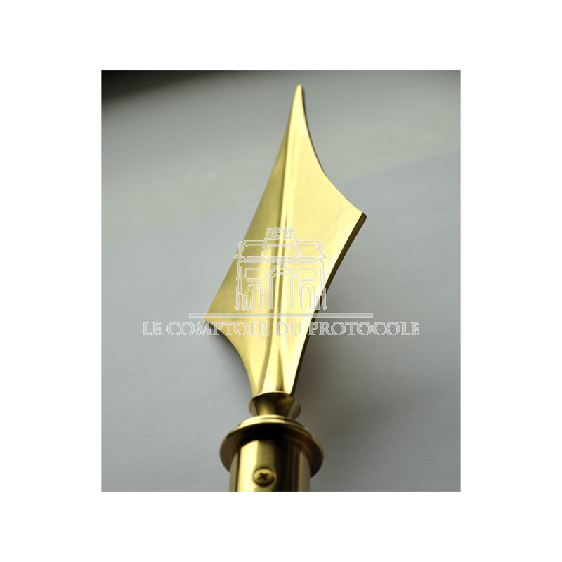 LOT DE 3 DRAPEAUX LUXE SATIN 97x150cm sur socle laiton doré triple ...